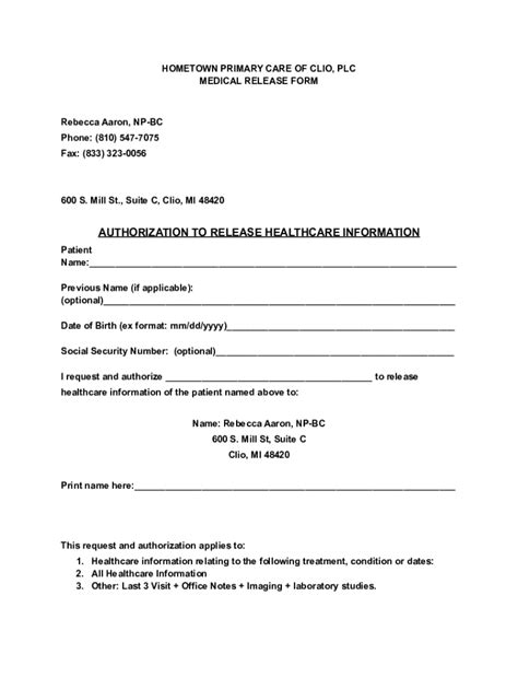 Fillable Online Medical Release Form Hpc Fax Email Print Pdffiller