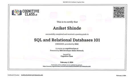 Sql Cognitiveai Ibmdeveloperskillsnetwork Certificationcomplete