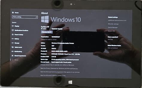 Windows 10 Running On Surface Rt V1 R Surface