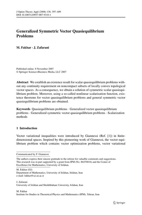 Pdf Generalized Equilibrium Problems For Quasimonotone And