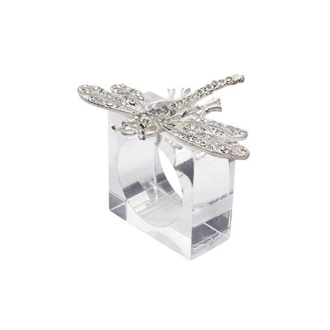 Saro Bejeweled Dragonfly Napkin Ring Set Of 4 Wayfair