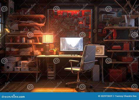 Futuristic Gaming Room With Monitors And Computers 3d Rendering Of A Computer Room With A Lot