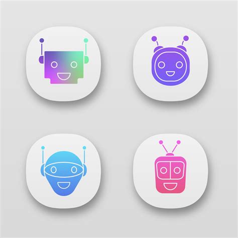 Chatbots App Icons Set UI UX User Interface Talkbots Laughing Virtual Assistants