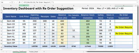 Stock In Out Balance Tracker Template With Auto Reorder In Excel