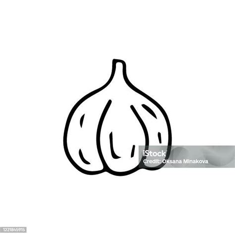 흰색 배경에 고립 된 손으로 그린 야채 마늘 아이콘입니다 농민 시장 유기농 식품 식료품 점 카페 레스토랑 음식에 대 한 개념 천연 제품 채식주의 자 신선한 자연 디자인
