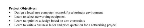 Solved Project Objectives Design A Local Area Computer
