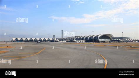Suvarnabhumi International Airport View Building And Taxiway Path For
