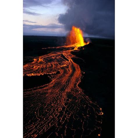 Hawaii Big Island Kilauea Volcano Eruption River Of Lava Aerial Shot