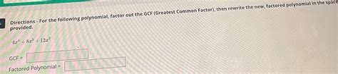 [answered] Directions For The Following Polynomial Factor Out The Gcf Kunduz