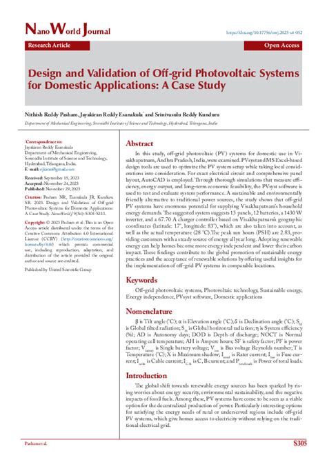 Pdf Design And Validation Of Off Grid Photovoltaic Systems For
