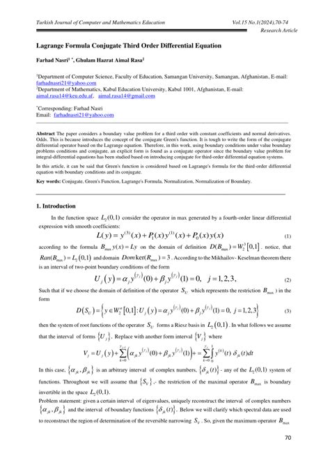 Pdf Lagrange Formula Conjugate Third Order Differential Equation