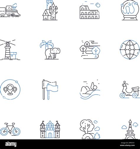 Expeditionary Tour Line Icons Collection Adventure Exploration Trek Journey Safari Remote