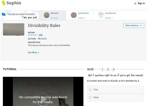 Sophia Divisibility Rules Lesson 2 Instructional Video For 4th 6th