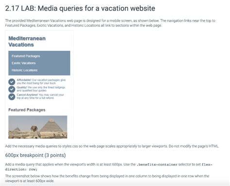 Solved 217 Lab Media Queries For A Vacation Website The