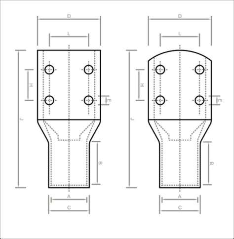 Copper Compression Type Four Hole Tubular Terminal