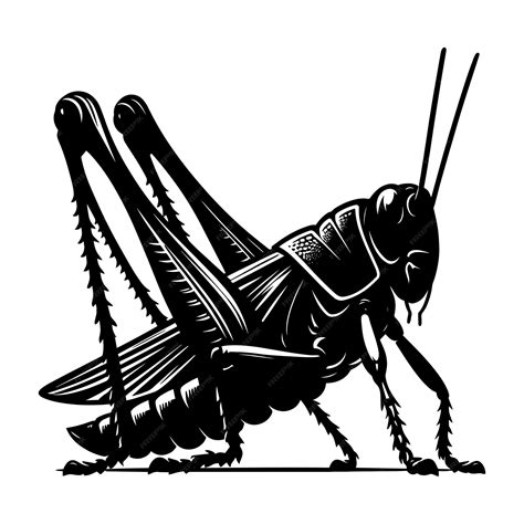 Grasshopper Silhouette Isolated On A White Background Minimalist