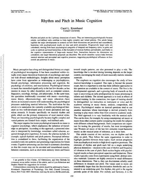 Rhythm And Pitch In Music Cognition