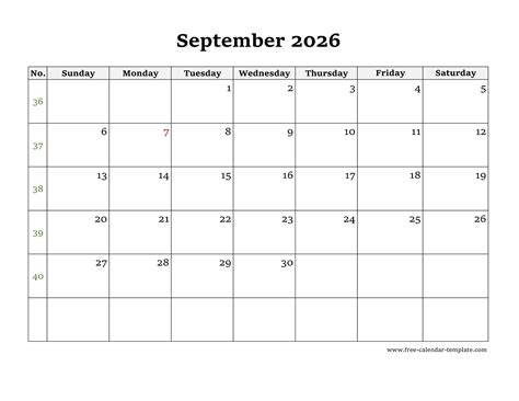 September 2026 Free Calendar Tempplate Free Calendar