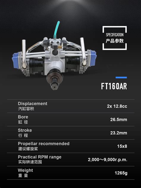 Ft160ar Asp Magnum Xls Ft160ar Twin Cylinder Four Stroke Glow Nitro Engine For Rc Airplane