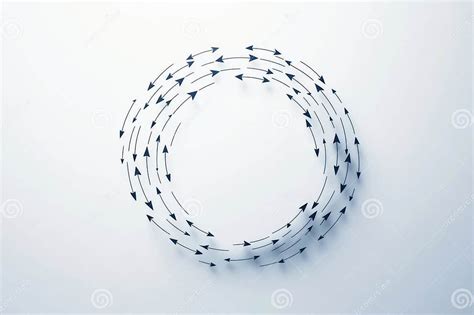 Circular Arrangement Of Arrows Creating A Dynamic Pattern In A Minimalist Design Setting During