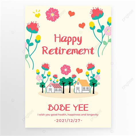 การ์ดอวยพรเกษียณอายุสร้างสรรค์ดอกไม้มินิมอล เทมเพลตดาวน์โหลดฟรีบน Pngtree