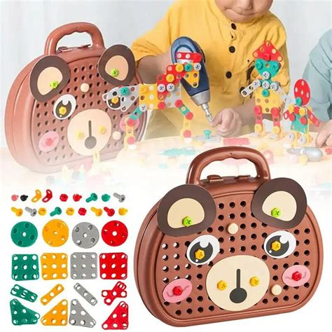몬테소리 어린이 장난감 3 세 어린이 드릴 게임 도구 상자 교육용 정원 장난감 A6v8 역할 놀이