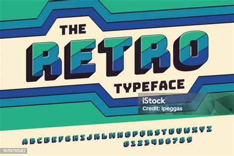 레트로 폰트 90 80의 타이 포 그래피 디자인 간단한 대담한 스타일입니다 벡터 Abc 알파벳 디자인에 대한 스톡 벡터 아트 및