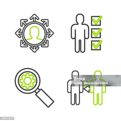 세트 라인 프로젝트 팀 베이스 돋보기 및 장비 남자 비즈니스 정장 및 아이콘의 사용자 벡터 개념에 대한 스톡 벡터 아트 및 기타 이미지 Istock