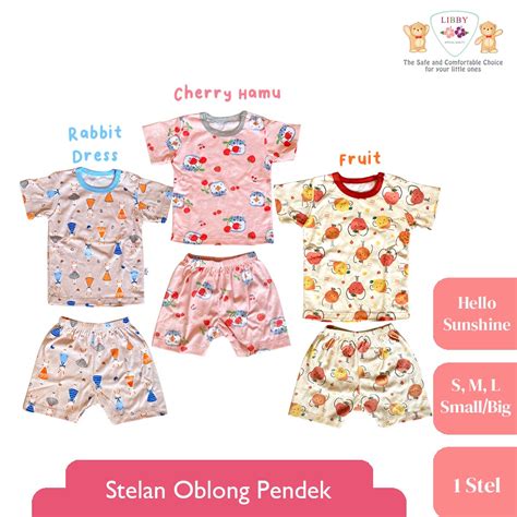 Jual Libby Setelan Oblong Pendek Motif Hello Sunshine 1 Stel Shopee Indonesia