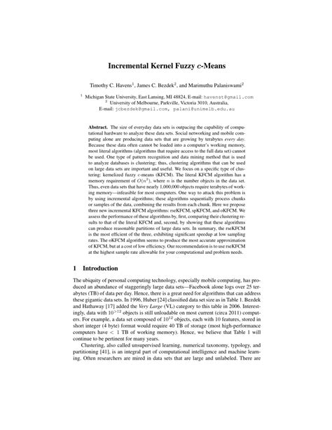 Pdf Incremental Kernel Fuzzy C Means