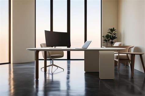 Modern Minimalist Workspace Design Premium Ai Generated Image