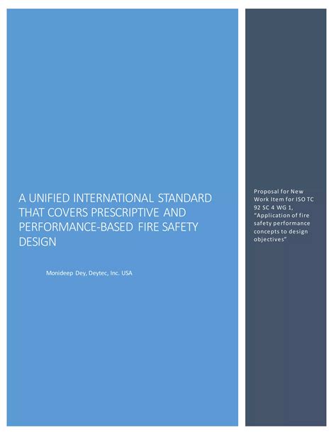 A Unified International Standard That Covers Prescriptive And Performance Based Fire Safety