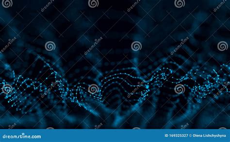 Wave With Interweaving Of Dots And Lines Network Connection Structure