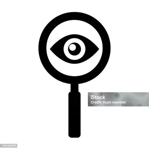 Magnifying Glass And Eye Silhouette Icon Confirmation Check Vector Stock Illustration Download