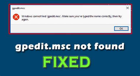 windows cannot find gpedit msc archives pc error fix