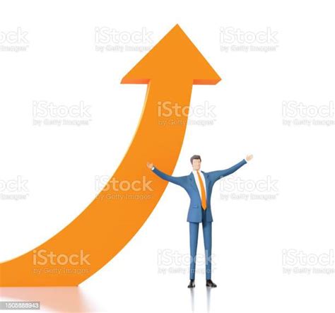 성공한 사업가는 큰 화살 성취 성장 전문적인 성공 개념 3d 렌더링 일러스트레이션 옆에 머물러 있다 꼭대기에 대한 스톡 사진 및 기타 이미지 Istock