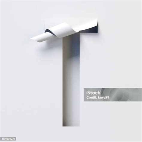 말린 종이 글꼴 3d 렌더링 문자 T를 잘라내기 3차원 형태에 대한 스톡 사진 및 기타 이미지 3차원 형태 곡선 광고 Istock