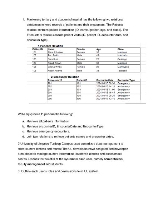 Tutorial Questions Data Structers Mankweng Tertiary And Academic