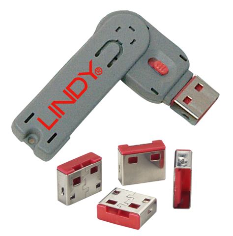 Buy Lindy Usb A Port Blocker 4x 1x Key Red 40450