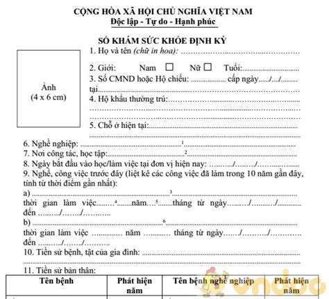 Mẫu sổ khám sức khỏe định kỳ Sổ khám sức khỏe theo Thông tư 14 2013