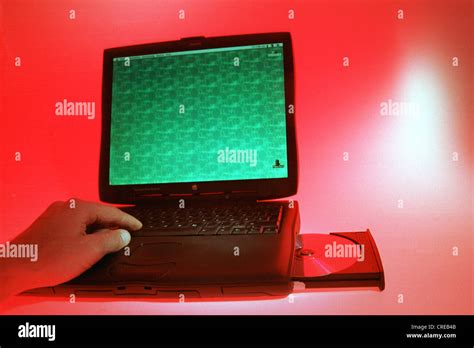 Laptop With Open CD Drive Stock Photo Alamy