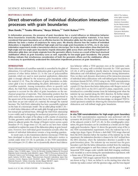 Pdf Direct Observation Of Individual Dislocation Interaction Processes With Grain Boundaries