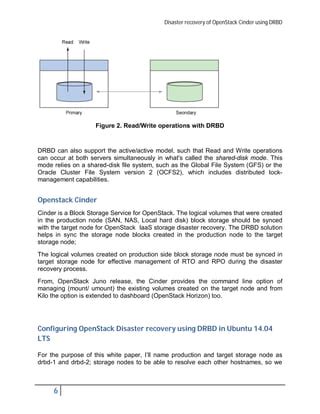 Disaster Recovery Of OpenStack Cinder Using DRBD PDF