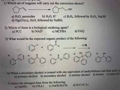 Solved 1 Which Set Of Reagents Will Carry Out The
