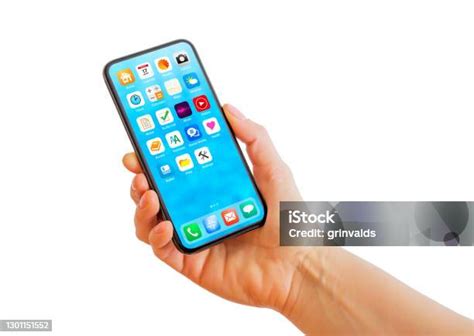 손에 전화를 들고 사람 응용 프로그램 아이콘홈 화면 모형 그래픽 사용자 인터페이스에 대한 스톡 사진 및 기타 이미지 그래픽