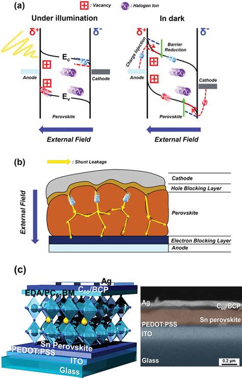 a energy diagrams illustrating the effect of halide‐ion migration in