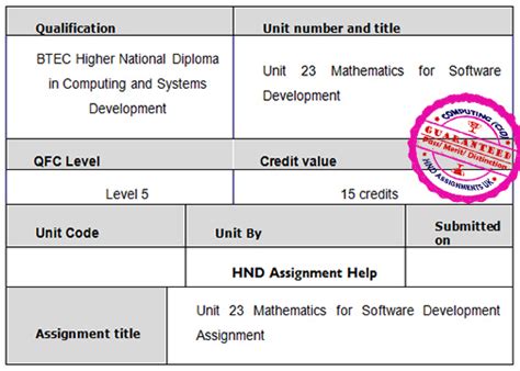 Unit 23 Mathematics For Software Development Assignment