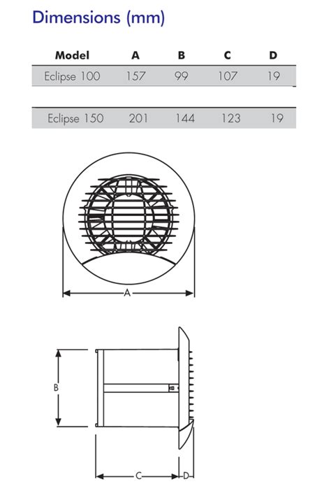 Eclipse 150x Bathroom Kitchen Toilet Wall Or Ceiling Mounted Extractor Fan By Vent Axia Nfan