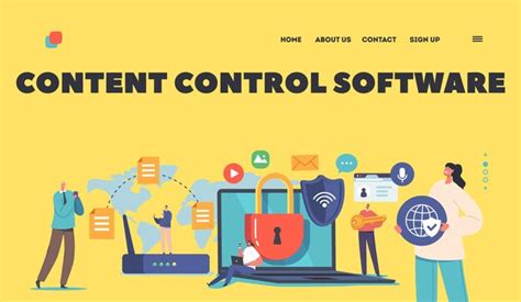 Premium Vector Content Control Software Landing Page Template