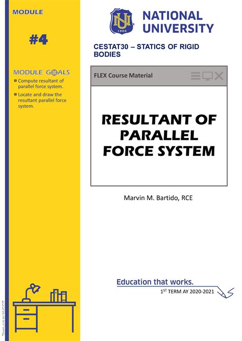 4 Resultant Of Parallel Force System FLEX Course Material RESULTANT OF PARALLEL FORCE SYSTEM